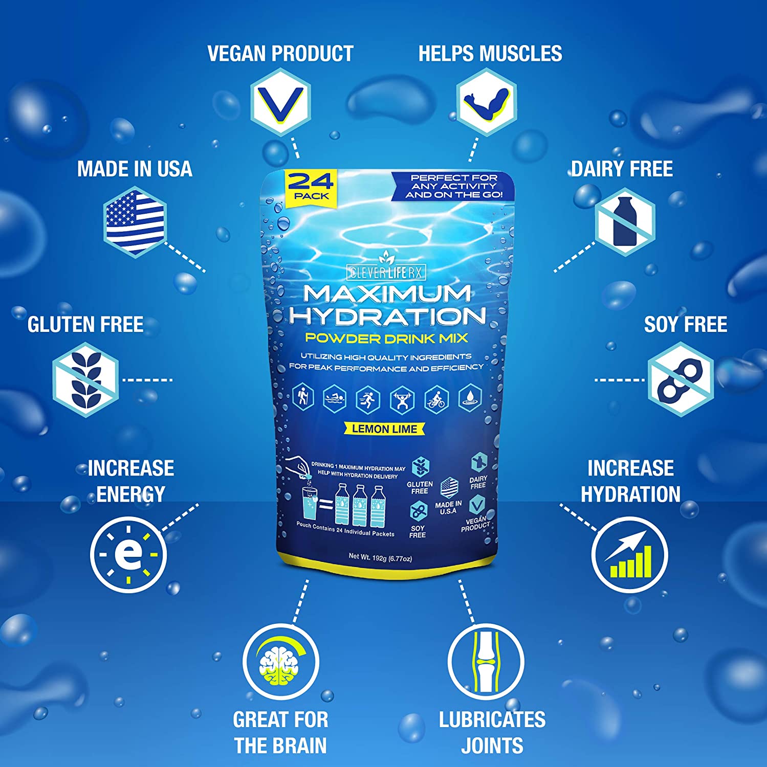 Clever Life Rx Maximum Hydration Vitamin Powder Energy Drink Mix ...